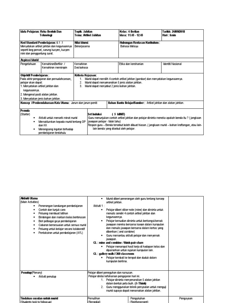 RPH RBT TS25 | PDF | Karier & Perkembangan | Seni