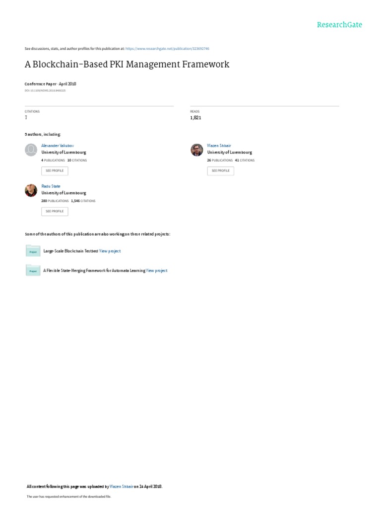 Blockchain Based Pki Final PDF | PDF | Public Key Certificate | Public Key Cryptography
