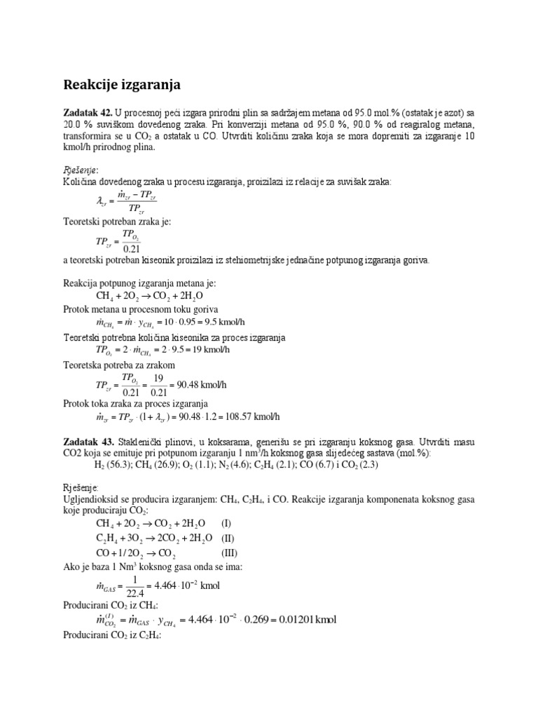 Reakcije Izgaranja Bilansi | PDF