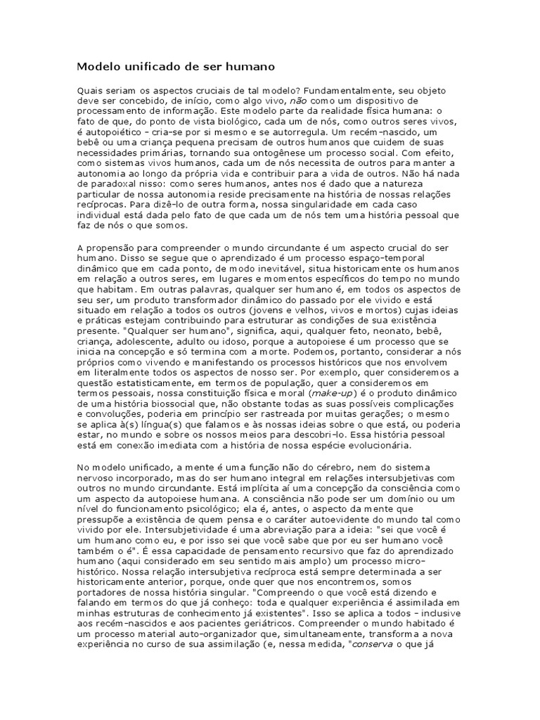 Modelo Unificado de Ser Humano | PDF | Humano | Mente