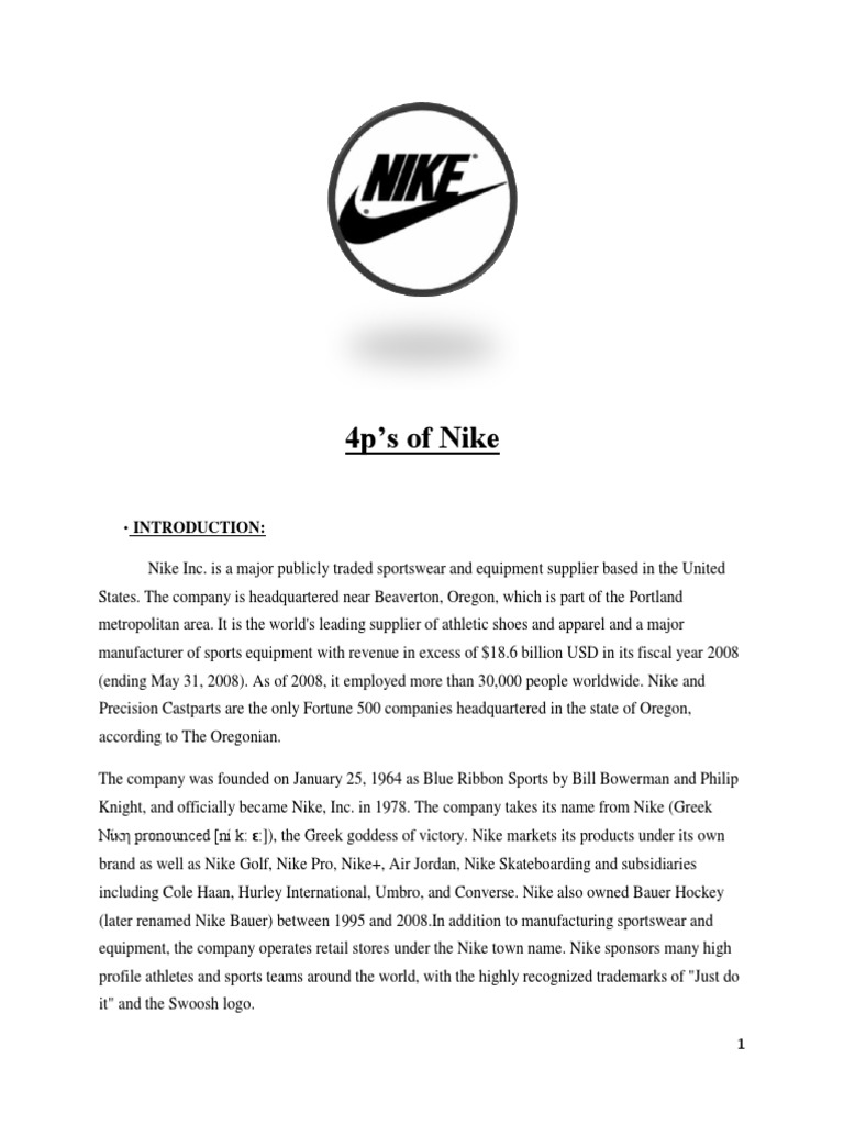 Nike's 4Ps Marketing Strategy Overview | PDF | Nike | Business