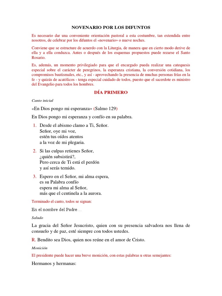 Novenario de Difuntos: Guía Completa | PDF | Misa (liturgia) | Oración