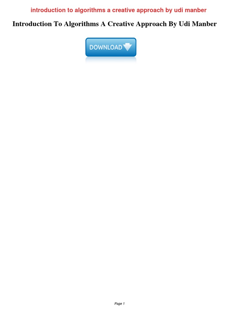 Introduction To Algorithms A Creative Approach by Udi Manber | PDF | Machine Learning ...