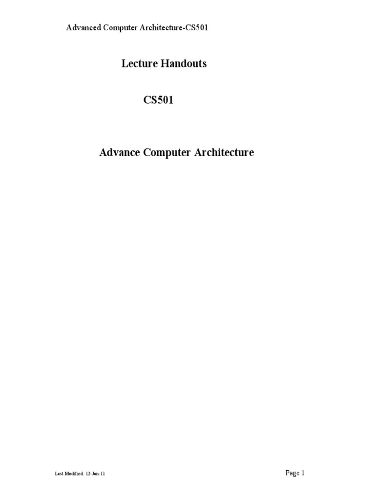 Advance Computer Architecture - CS501 Handouts PDF | PDF | Assembly Language | Central ...