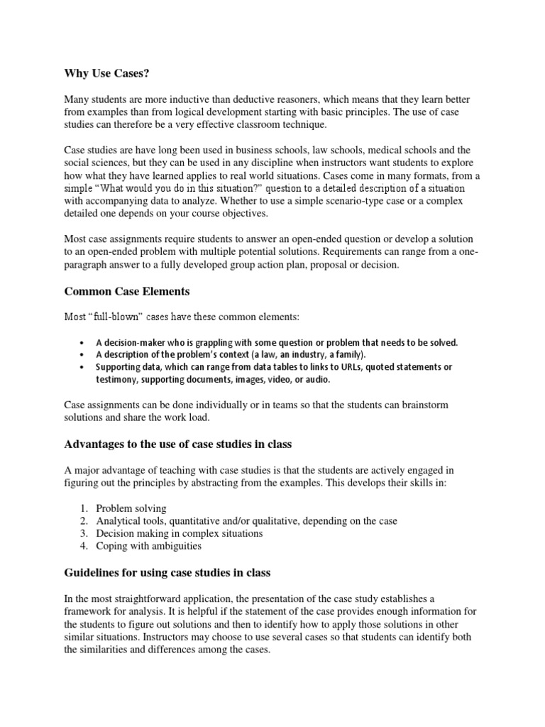 Why Use Cases | PDF | Case Study | Decision Making