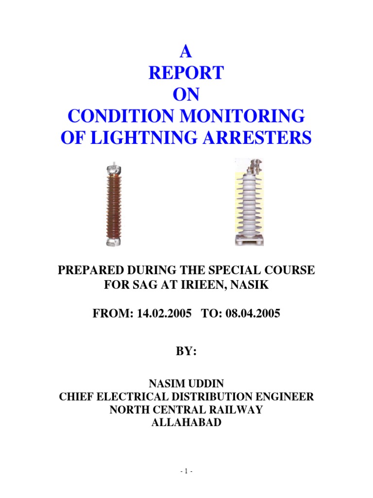 LA Condition Monitoring | PDF | Zinc Oxide | Electrical Resistance And ...