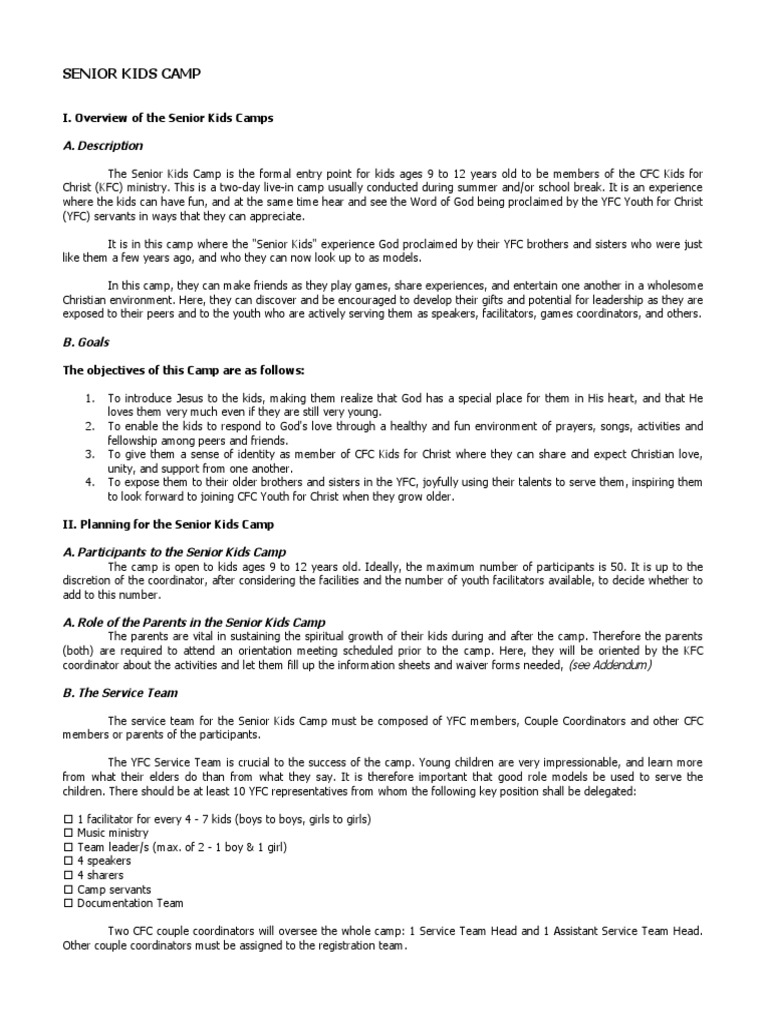 Senior Kids Camp Manual | Download Free PDF | Jesus | Forgiveness