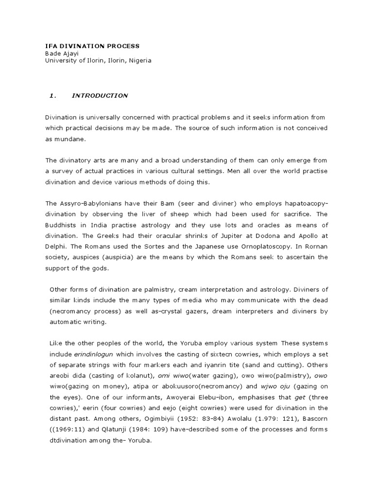 Ifa Divination Process Bade Ajayi | PDF | Divination | Oracle