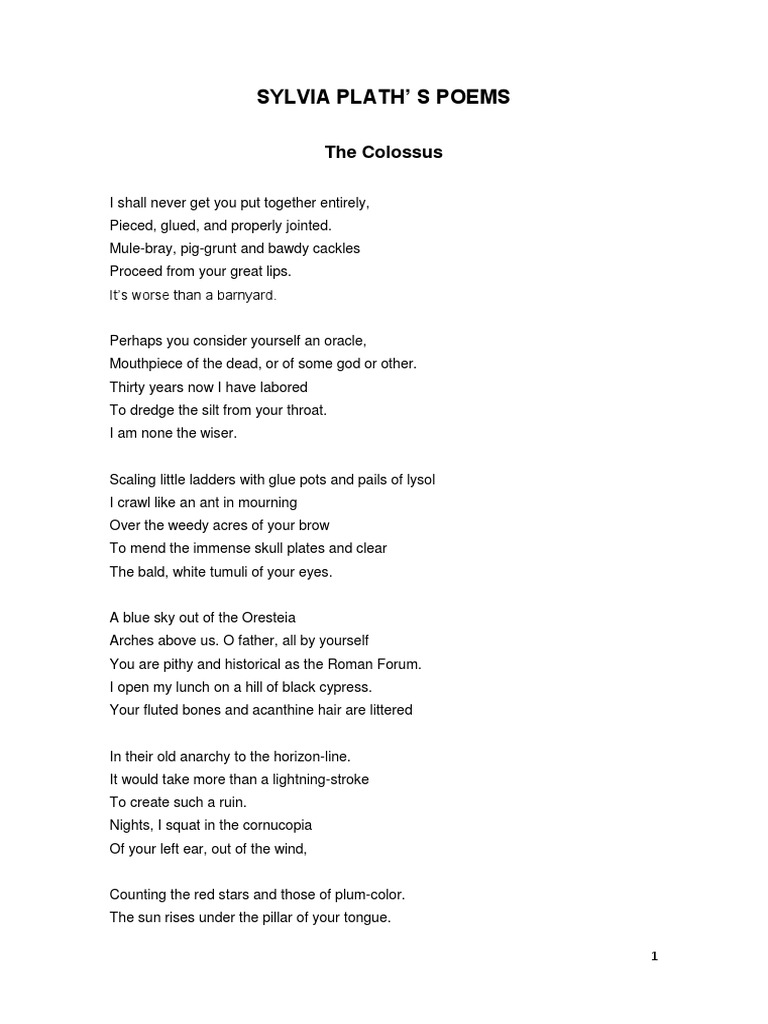 Poem's by Sylvia Plath | PDF
