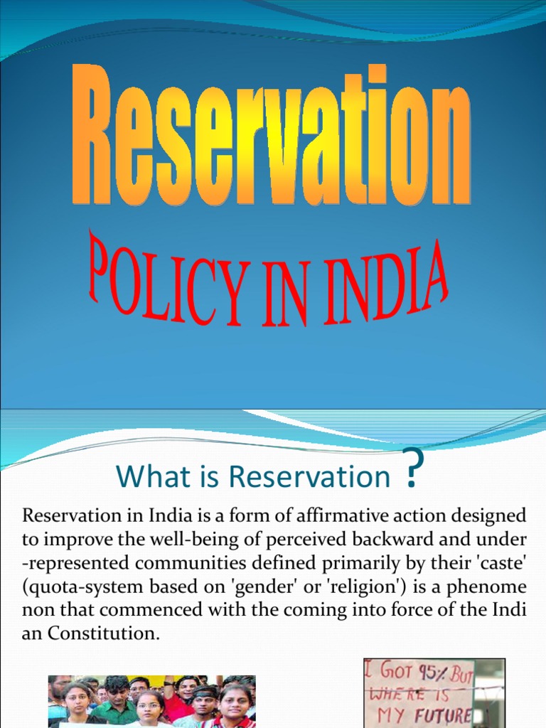 Reservation Policy in India | PDF | Social Inequality | Discrimination ...