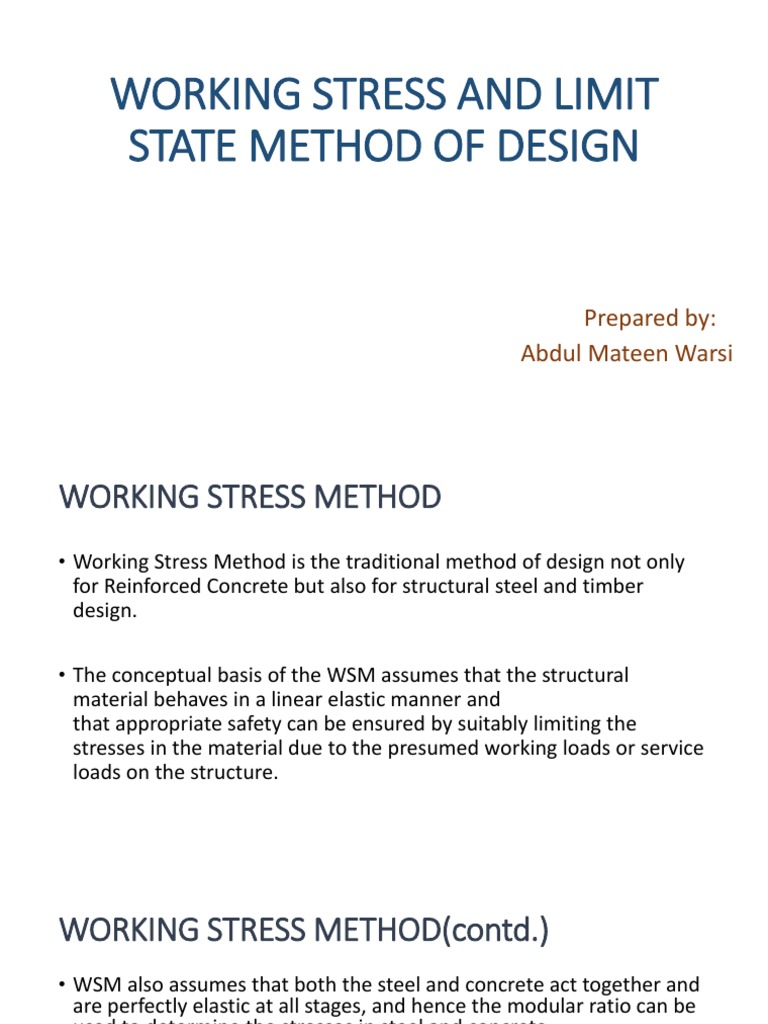 Working Stress and Limit State Method of Design | PDF | Stress ...