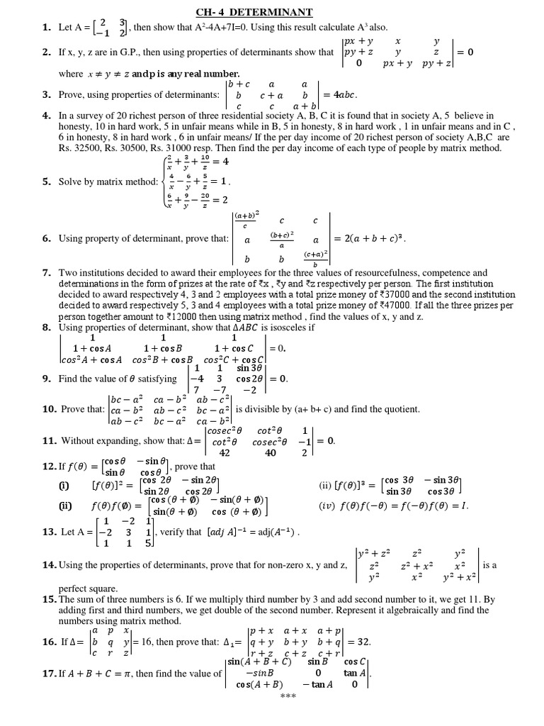 Assignment Maths | Download Free PDF | Determinant | Matrix Theory