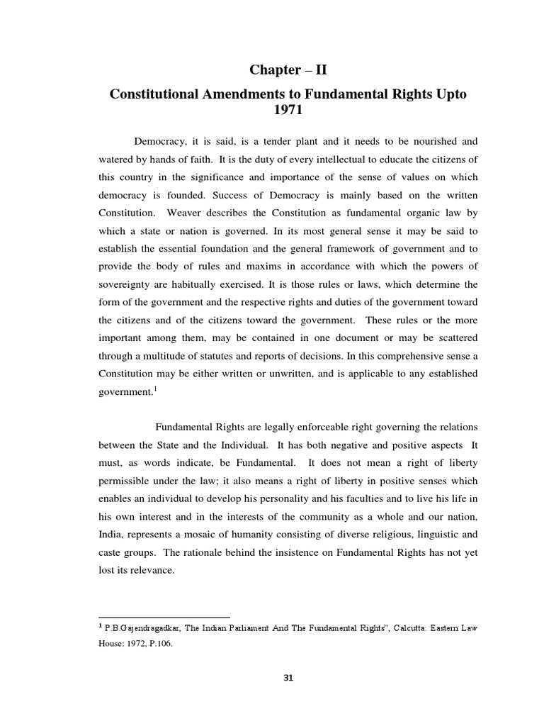 Chapter - II Constitutional Amendments To Fundamental Rights Upto 1971 | PDF | Constitutional ...