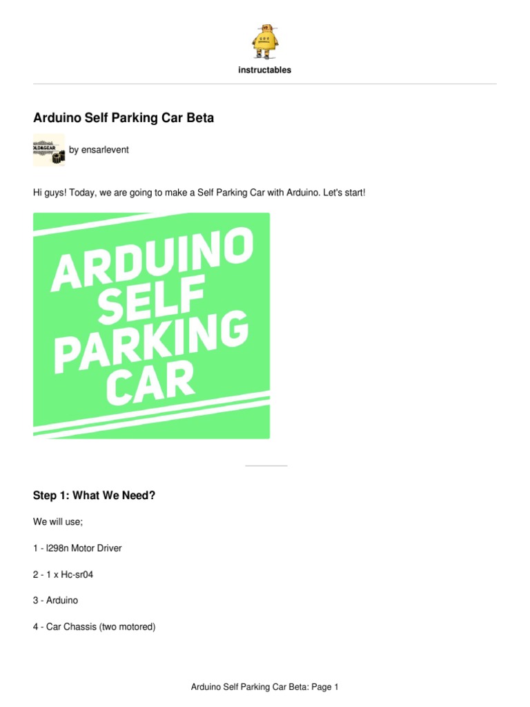 Arduino Self-Parking Car Guide | PDF