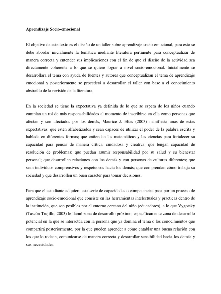 Taller de Aprendizaje Socio-emocional | PDF | Aprendizaje | Maestros