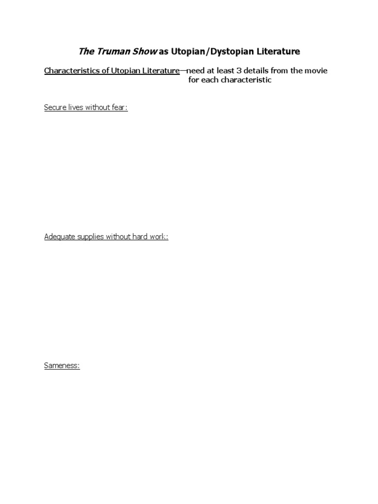 Utopian and Dystopian Themes in The Truman Show | PDF | Social Science
