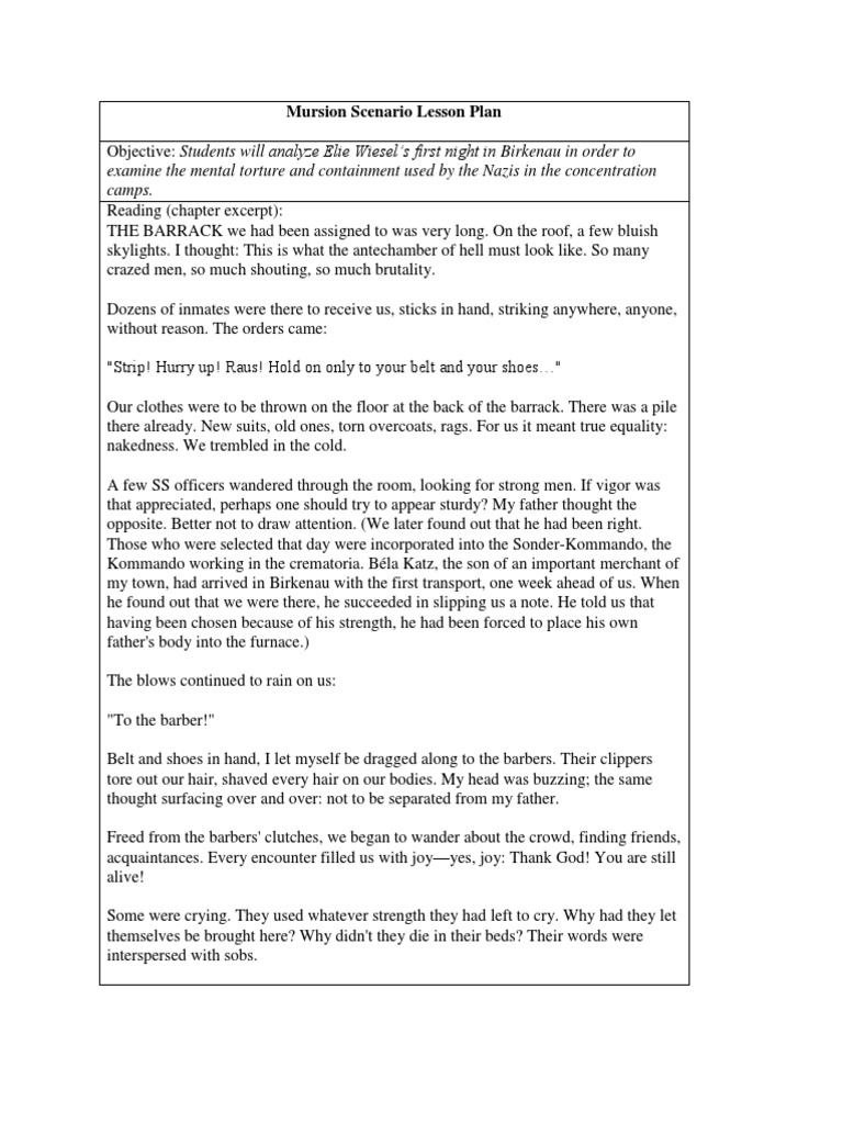 Mursion Scenario Lesson Plan | PDF | Auschwitz Concentration Camp ...