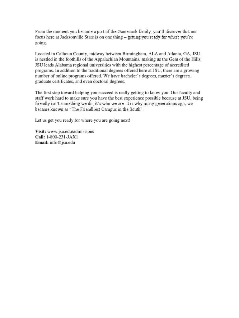 Jacksonville State University Overview | PDF | Sports & Recreation ...