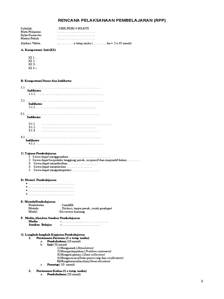 Contoh Format RPP K13 | PDF
