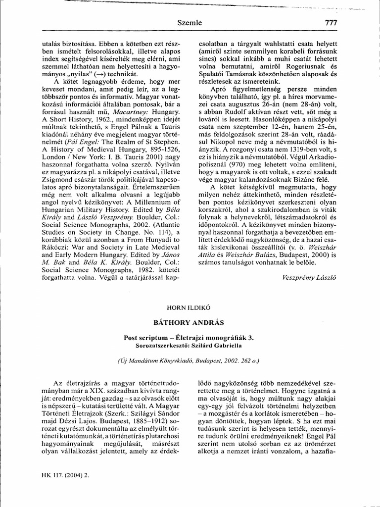 Horn Ildikó - Báthory András (2004) | PDF