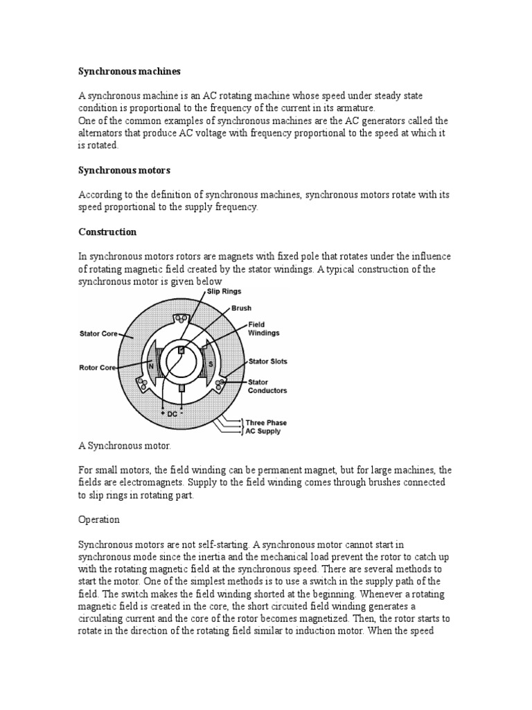 Synchronous | PDF | Electric Motor | Physical Quantities