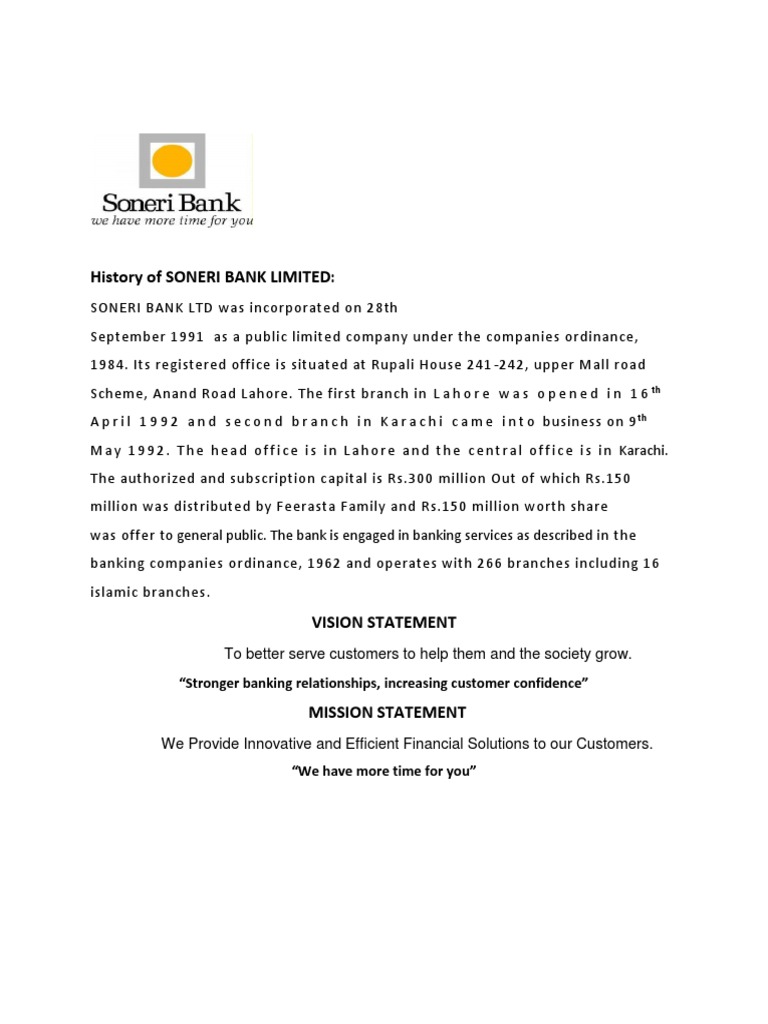 History and Services of Soneri Bank | PDF | Deposit Account | Banks