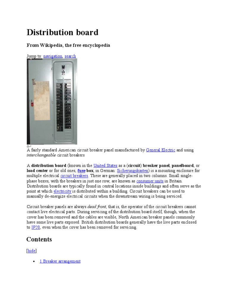 Distribution Board | PDF | Electrical Components | Electrical Engineering