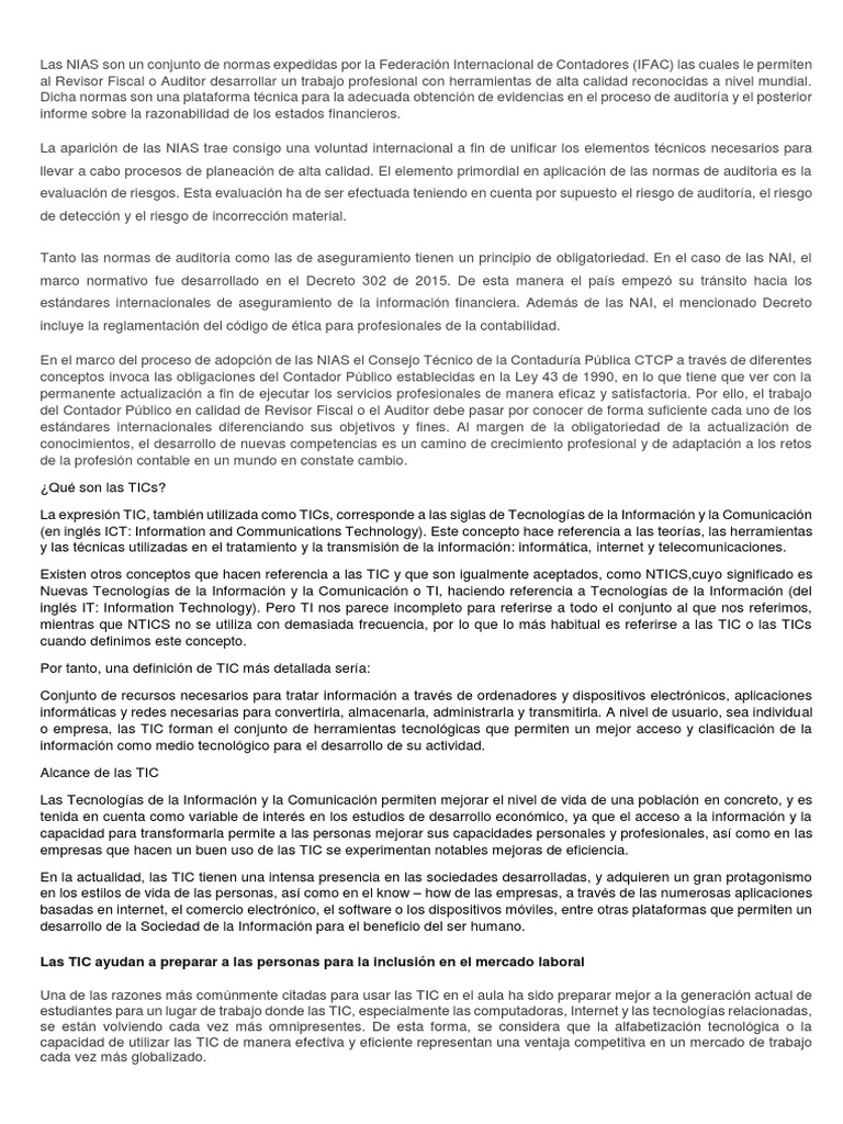 Las NIAS, normas de auditoría internacional | PDF | Tecnología de ...