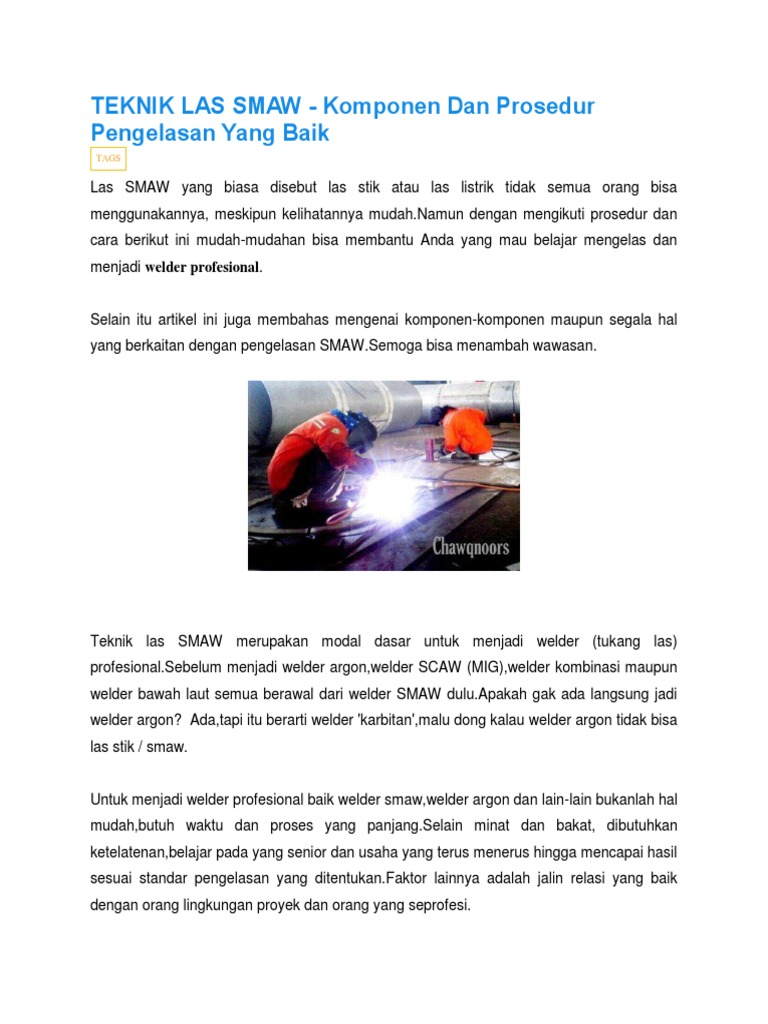 Teknik dan Prosedur Las SMAW | PDF