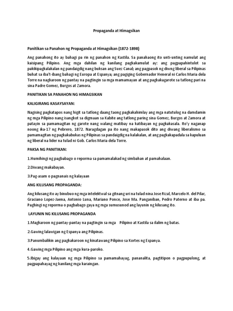 Himagsikan at Propaganda | PDF