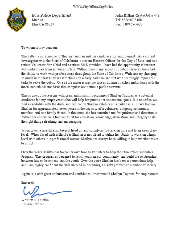 Letter of Recom From Wes | PDF