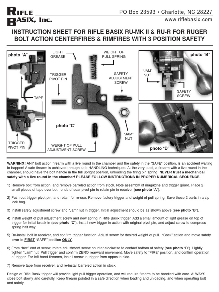 Rifle Basix Ru-R Ru-Mkii Instructions PDF | PDF | Trigger (Firearms ...