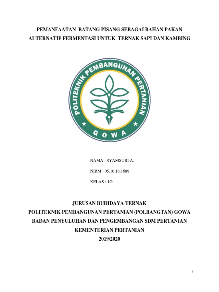 Pemanfaatan Batang Pisang Sebagai Bahan Pakan Ternak Dari Hasil Fermentasi Untuk Ternak Sapi Dan ...