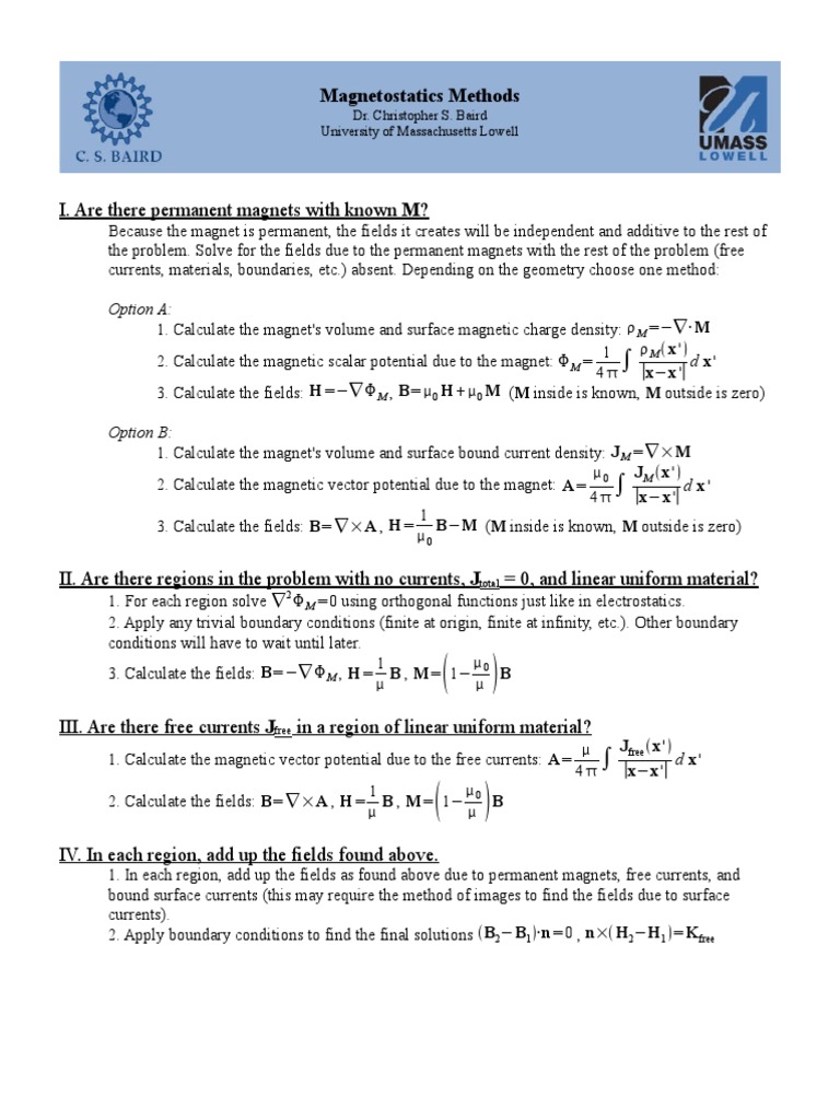 Magnetostatics Methods Explained | PDF | Magnetization | Vector Space