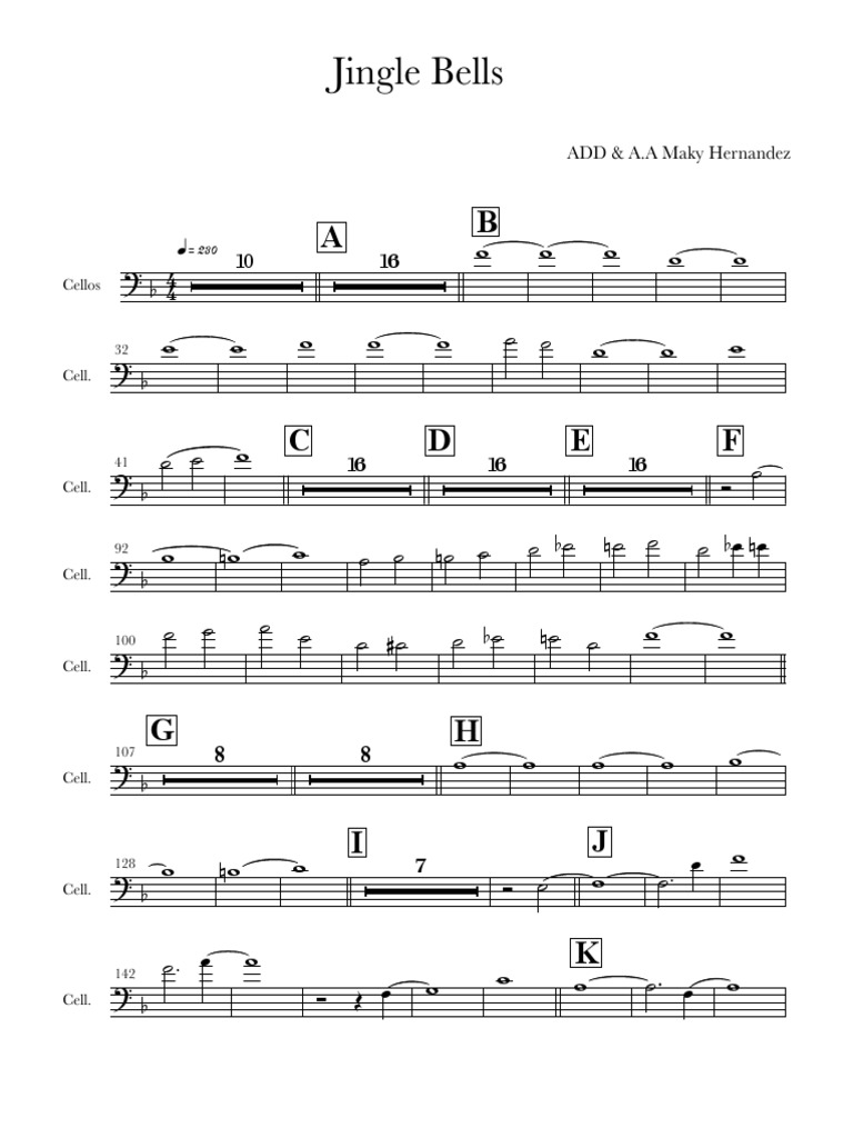 Jingle Bells Cello Sheet Music | PDF | Classical Music | Chamber Music