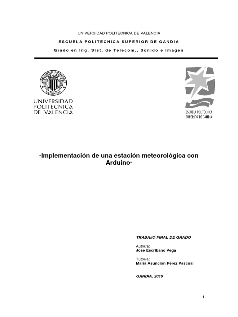ESCRIBANO - Implementación de Una Estación Meteorológica Con Arduino | PDF | Entorno de ...