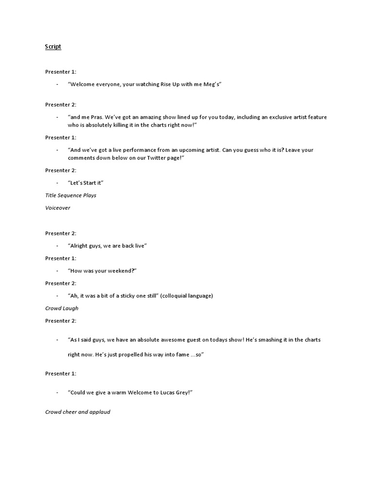 Script: Title Sequence Plays Voiceover | PDF