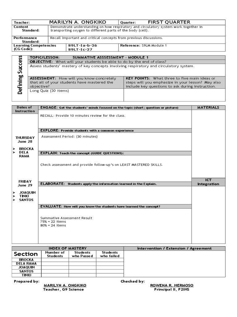 Grade 9 First Quarter Summative Assessment | PDF | Educational ...