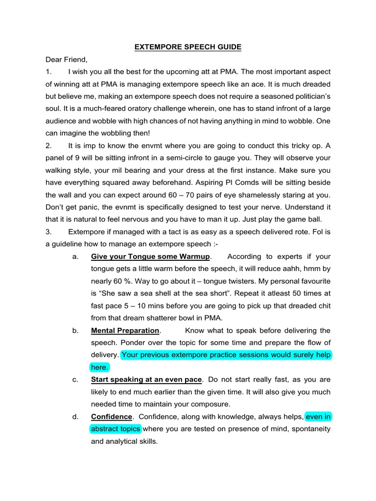 Extempore Speech | Download Free PDF | Human | Nation