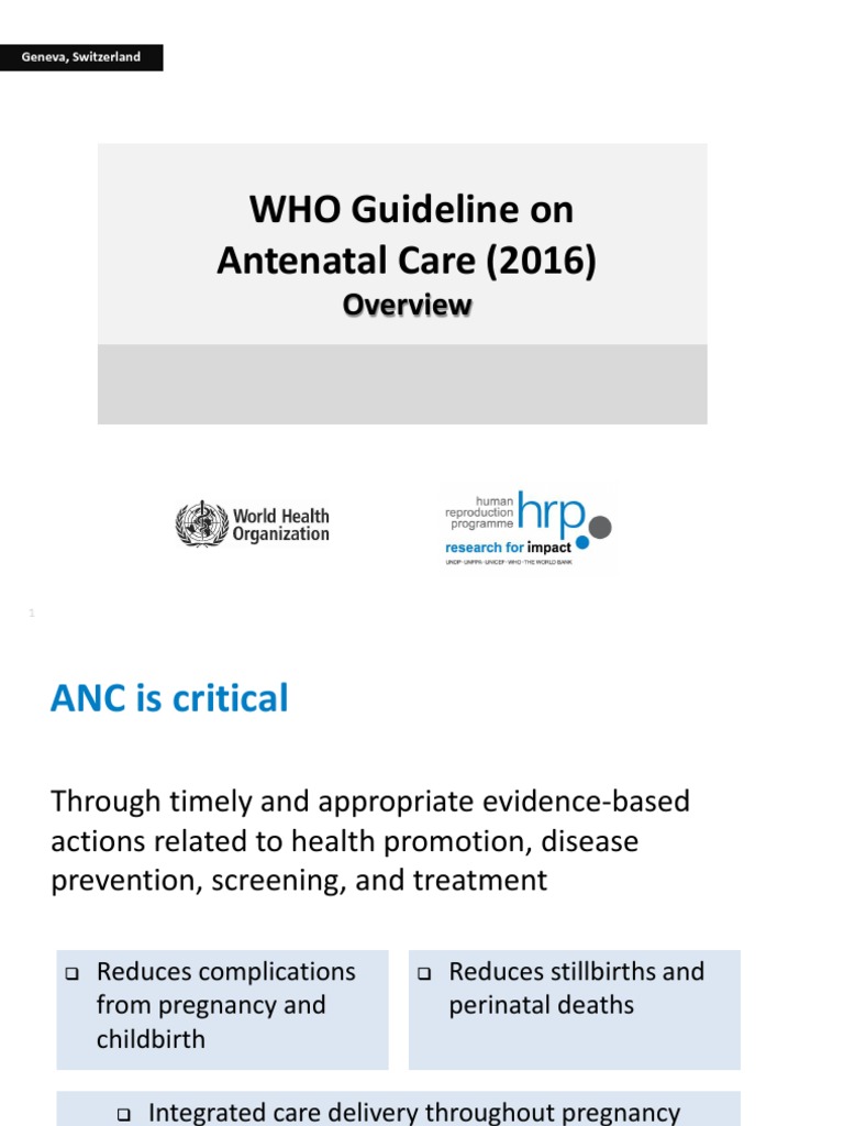 WHO Antenatal Care Guidelines 2016 | PDF | Pregnancy | Vitamin A