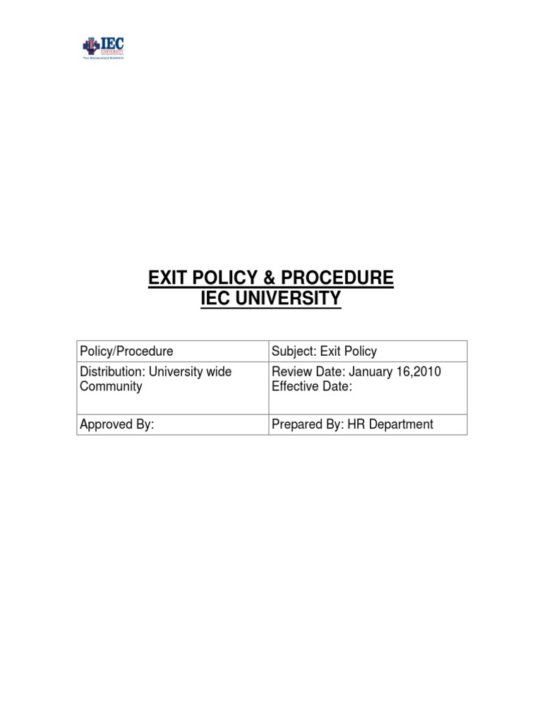 Exit Policy Procedure | PDF | Turnover (Employment) | Human Resources