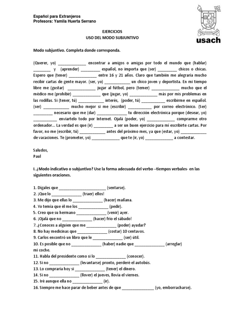 Ejercicios Futuro Condicional Subjuntivo | PDF | Lengua española