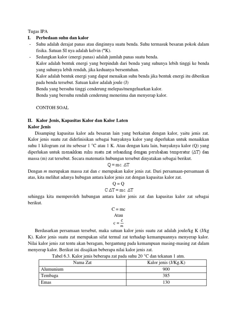 Perbedaan Suhu Dan Kalor Pdf