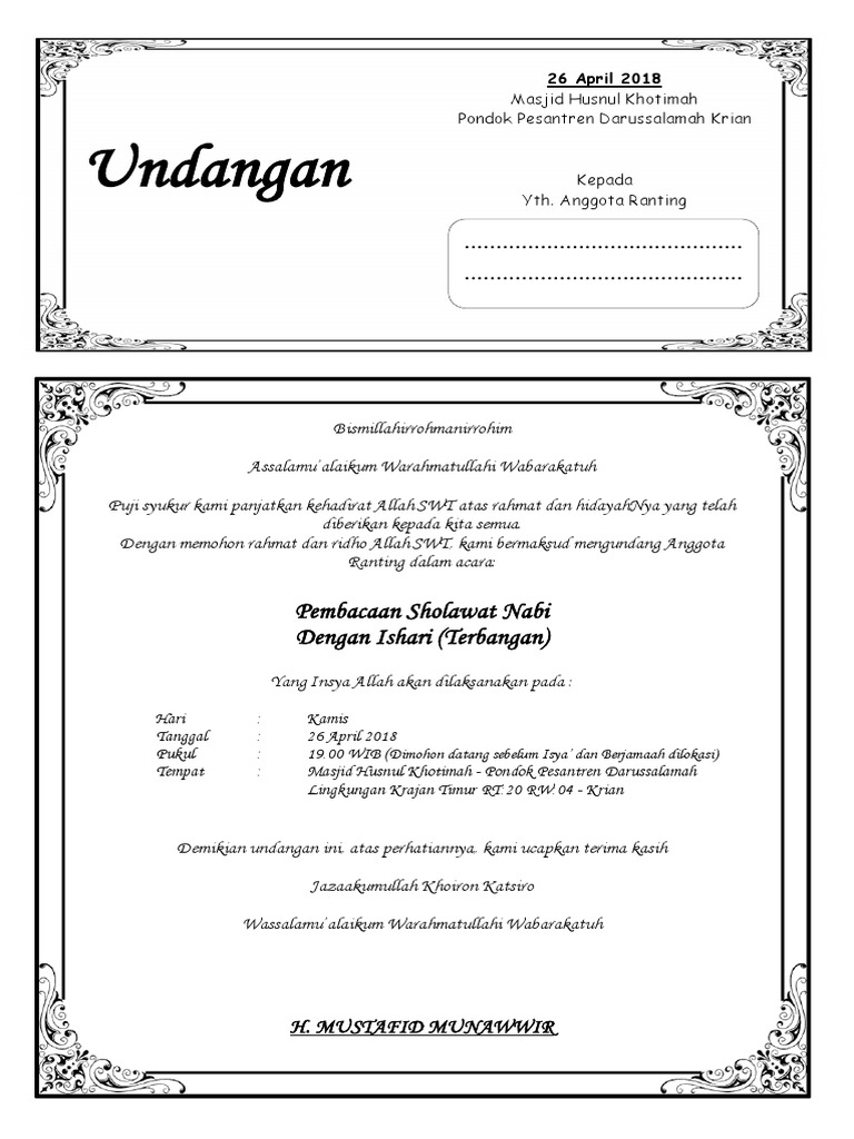 Contoh Undangan Rapat | PDF