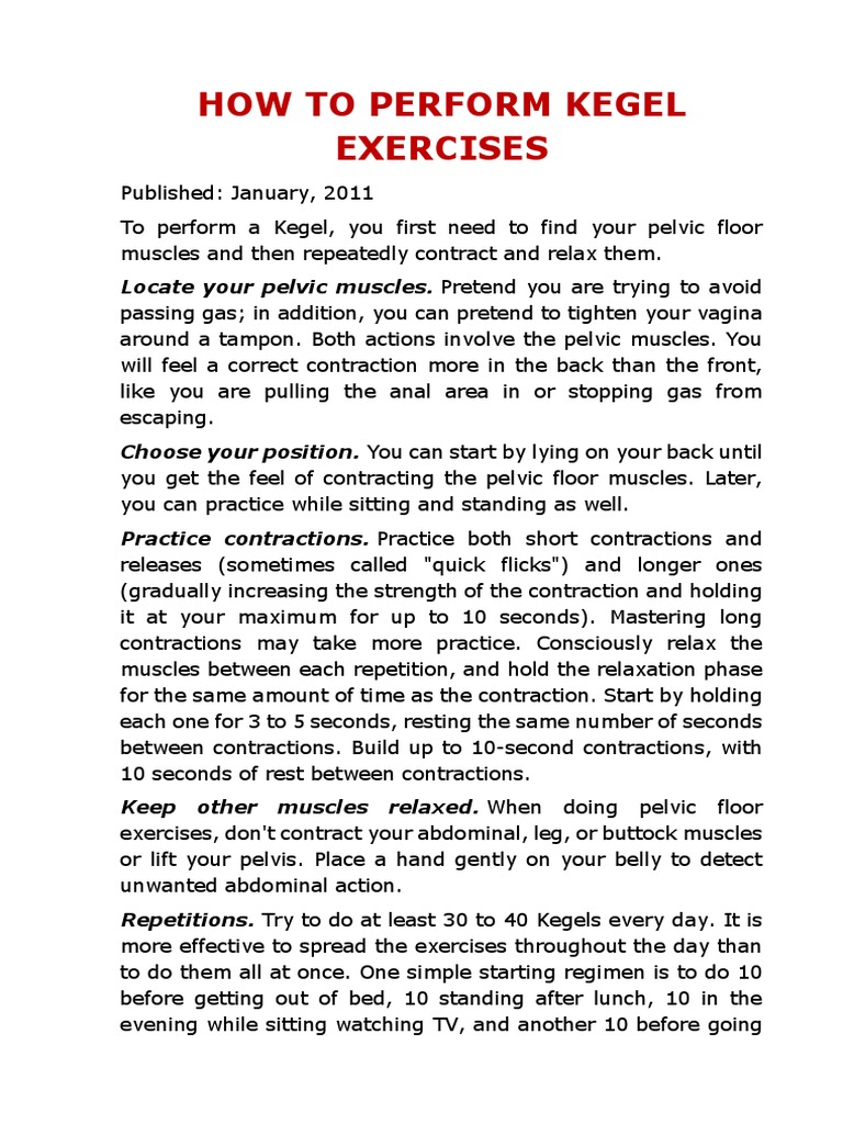 How To Perform Kegel Exercises | PDF | Urinary Incontinence | Urology