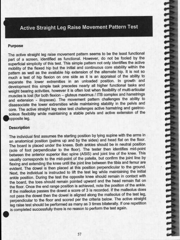 Active Straight Leg Raise Movement PDF | PDF