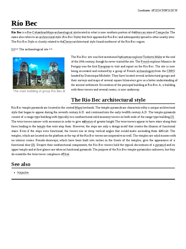 Río Bec: The Rio Bec Architectural Style | PDF | Archaeology