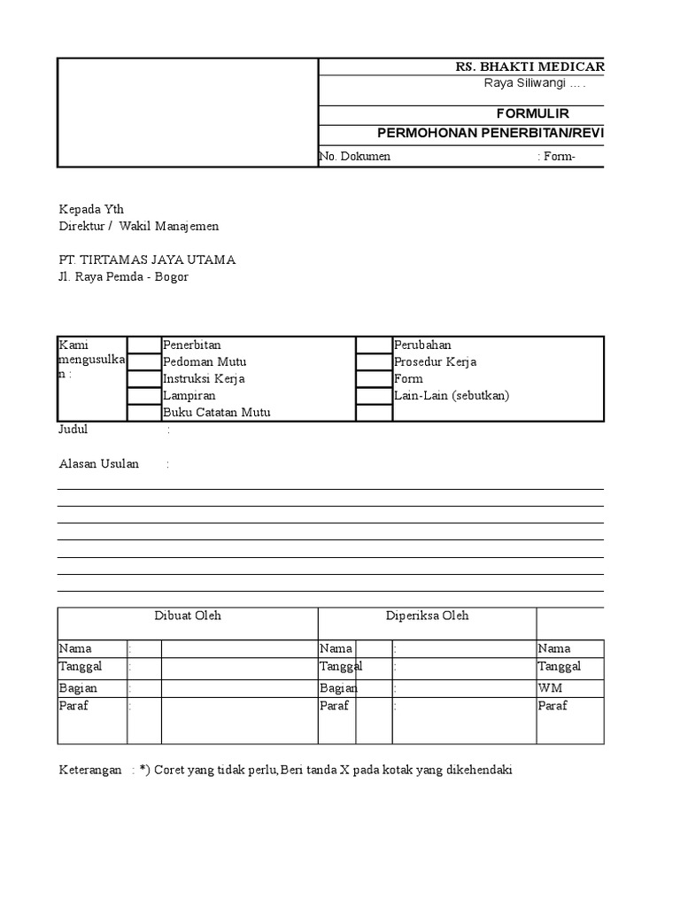Contoh Form Pengendalian Dokumen | PDF