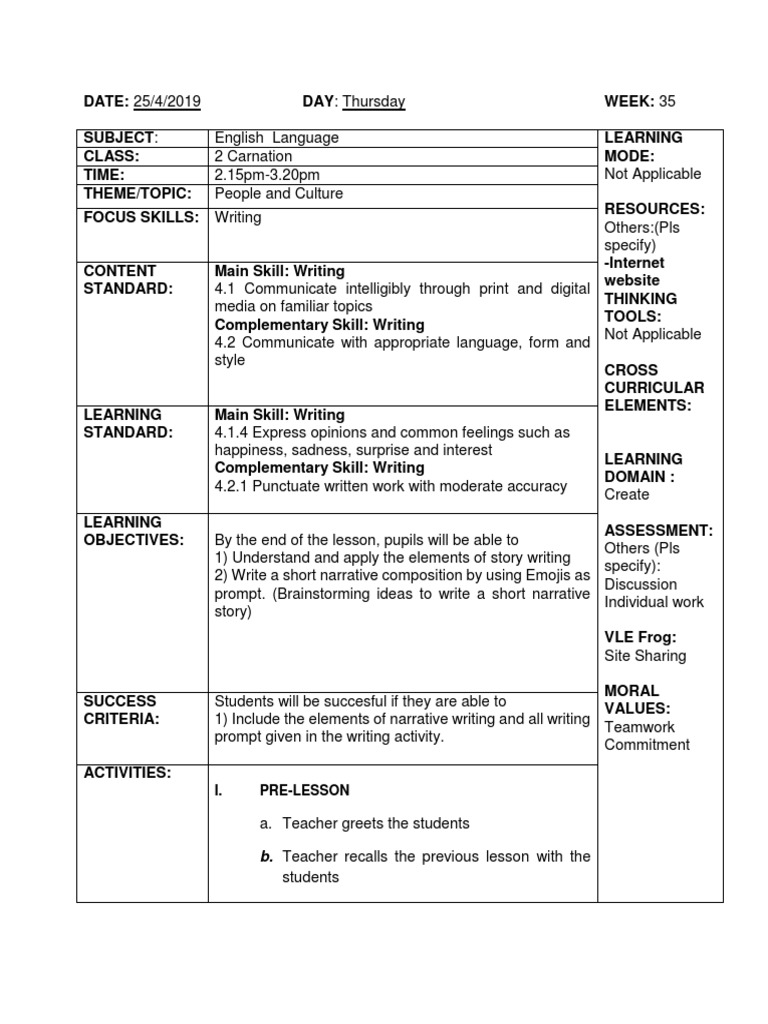 B. Teacher Recalls The Previous Lesson With The | PDF | Narrative | Lesson Plan