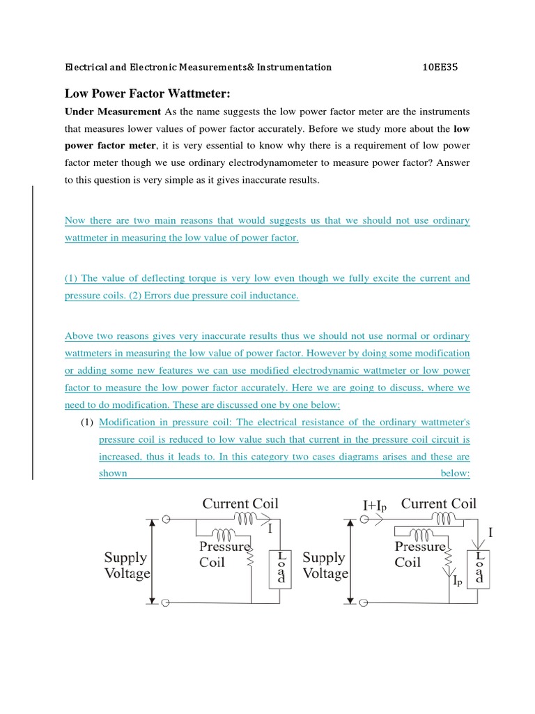 22 - UPF and LPF Wattmeters | PDF | Inductor | Inductance